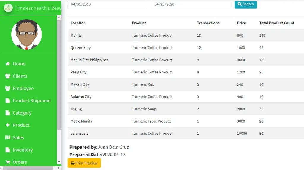Sales and Inventory with Decision Support System in PHP and MySQL