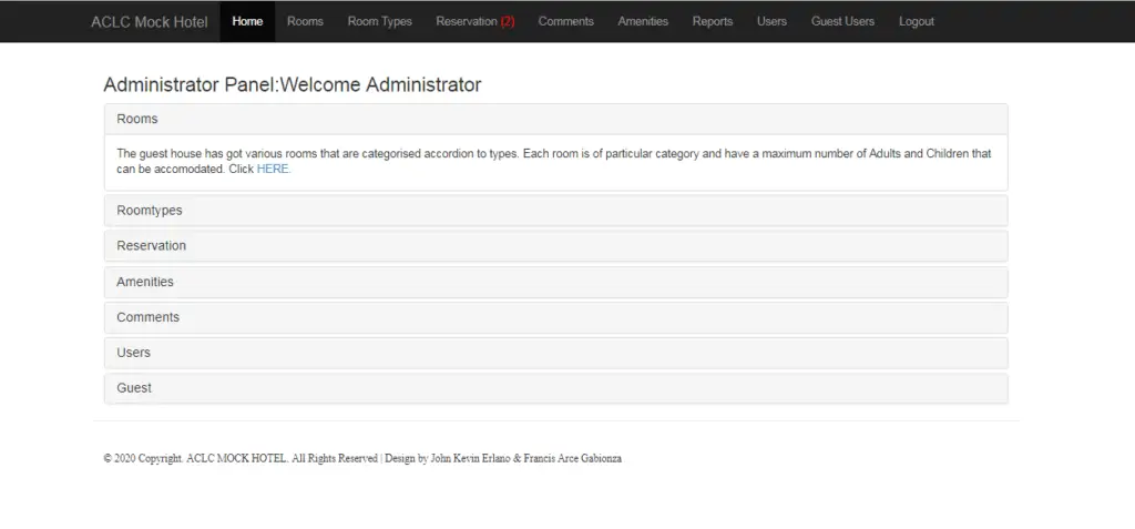 System Modules of Online Hotel Reservation System
