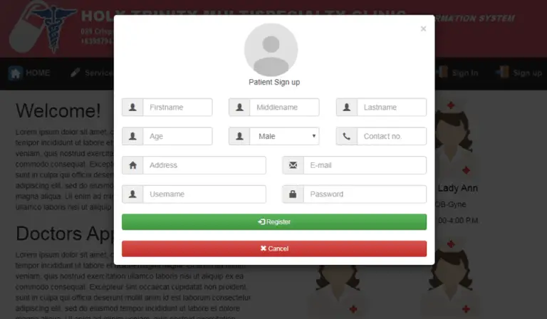 Doctor Appointment System in PHP and MySQL