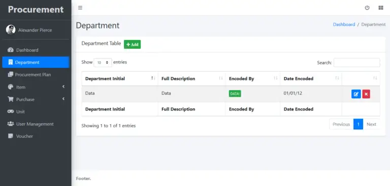 Procurement System in PHP and Bootstrap