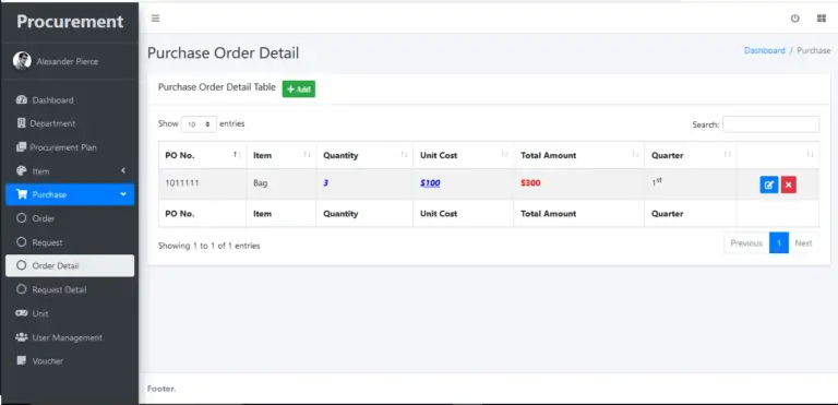 Procurement System in PHP and Bootstrap
