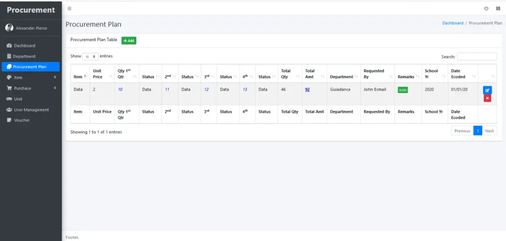 Procurement System in PHP and Bootstrap