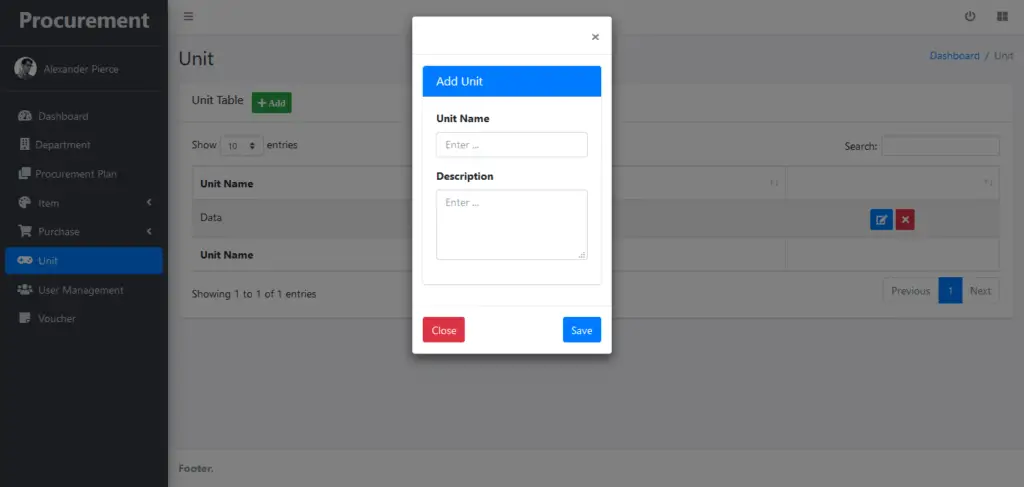 Procurement System in PHP and Bootstrap