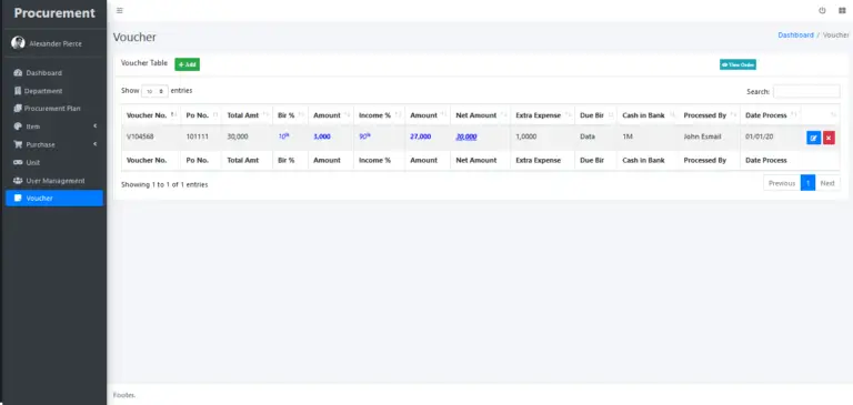 Procurement System in PHP and Bootstrap