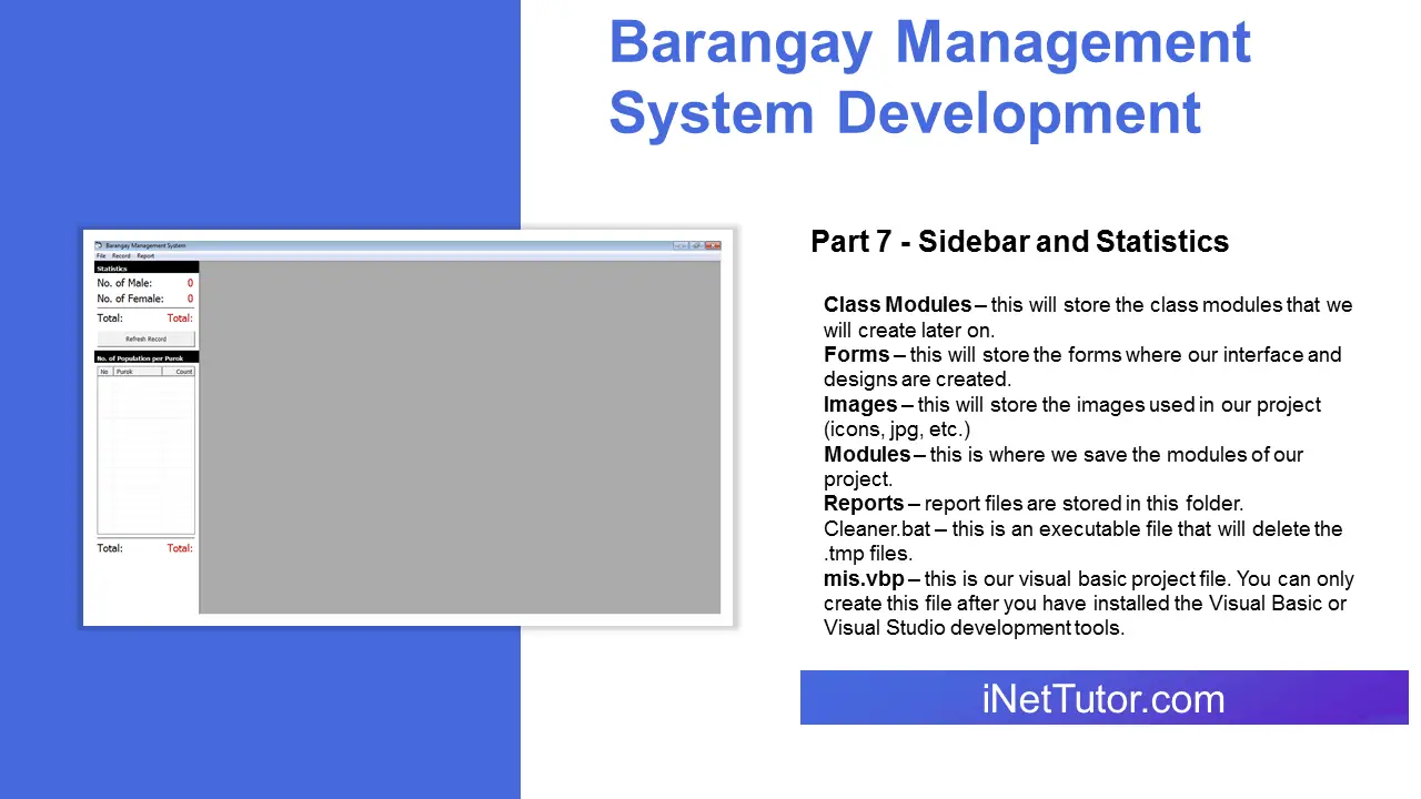 Barangay Management System Development Part 7 - Sidebar and Statistics