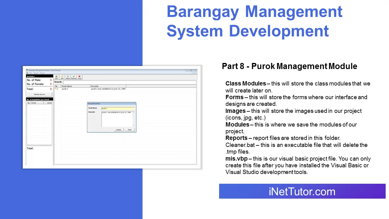Barangay Management System Development Part 8 - Purok Management Module