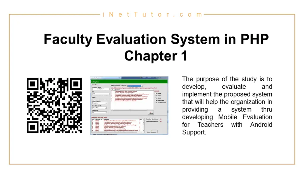 Faculty Evaluation System in PHP Chapter 1 Faculty Evaluation System in PHP Chapter 1