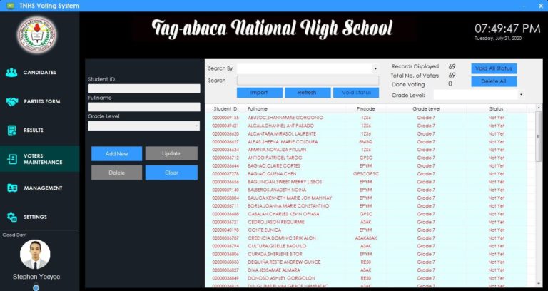 Automated Voting System for High School in C# and MySQL