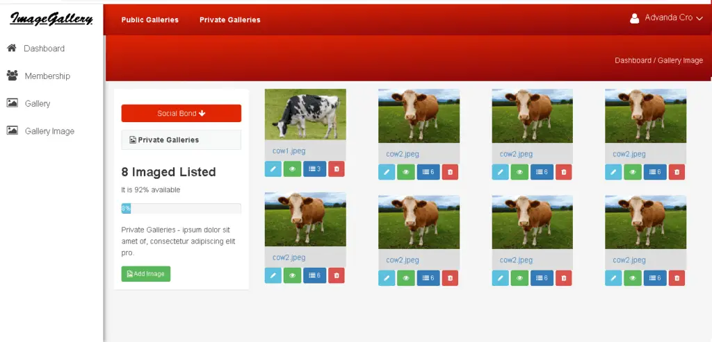 Image Gallery Web Application in PHP and Bootstrap