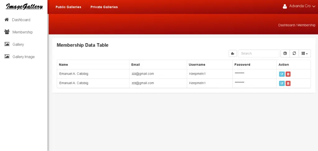 Image Gallery Web Application in PHP and Bootstrap
