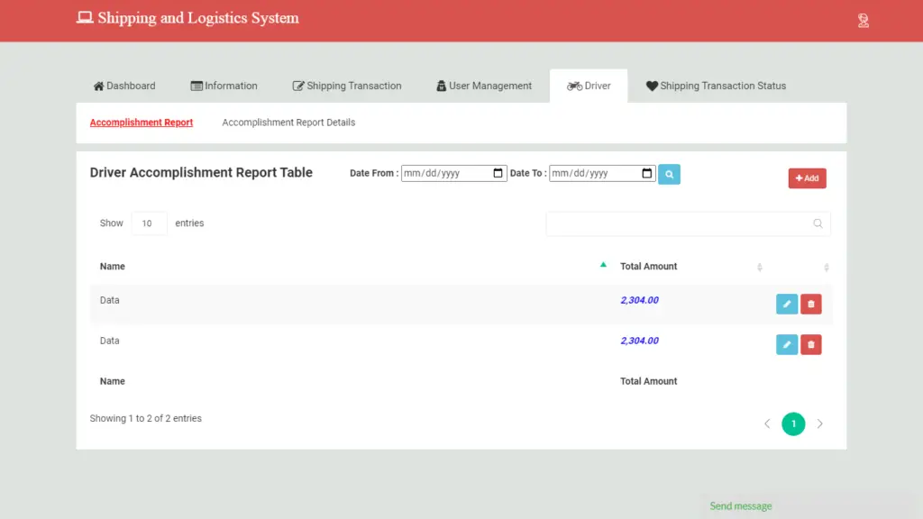Shipping and Logistics System in PHP and Bootstrap Free Download