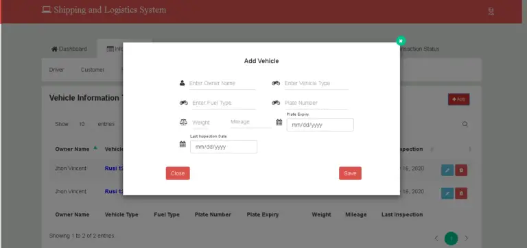 Shipping and Logistics System in PHP and Bootstrap Free Download