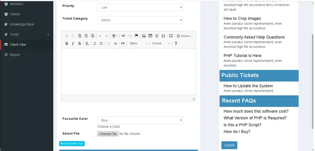 Support Ticketing System in PHP and Bootstrap Free Download