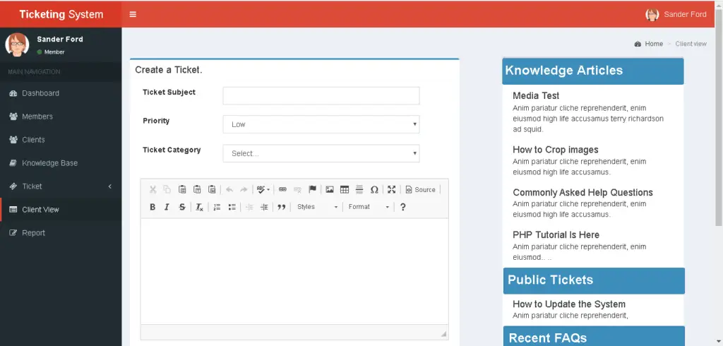 Support Ticketing System in PHP and Bootstrap Free Download