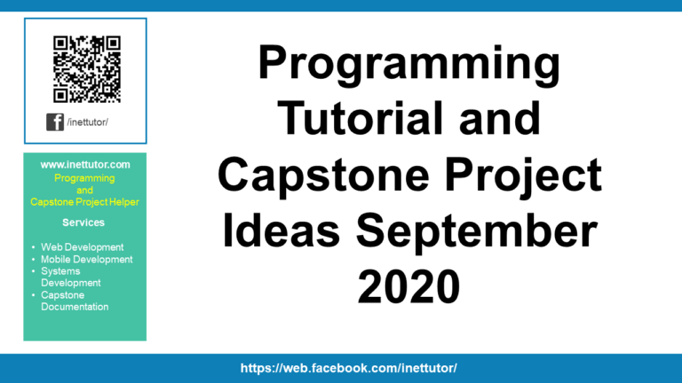 Programming Tutorial and Capstone Project Ideas September 2020