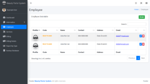 Beauty Parlour Management System Free Template in PHP and Bootstrap