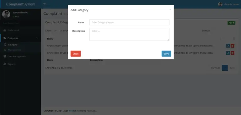 Complaint Management System Free Template in PHP and Bootstrap