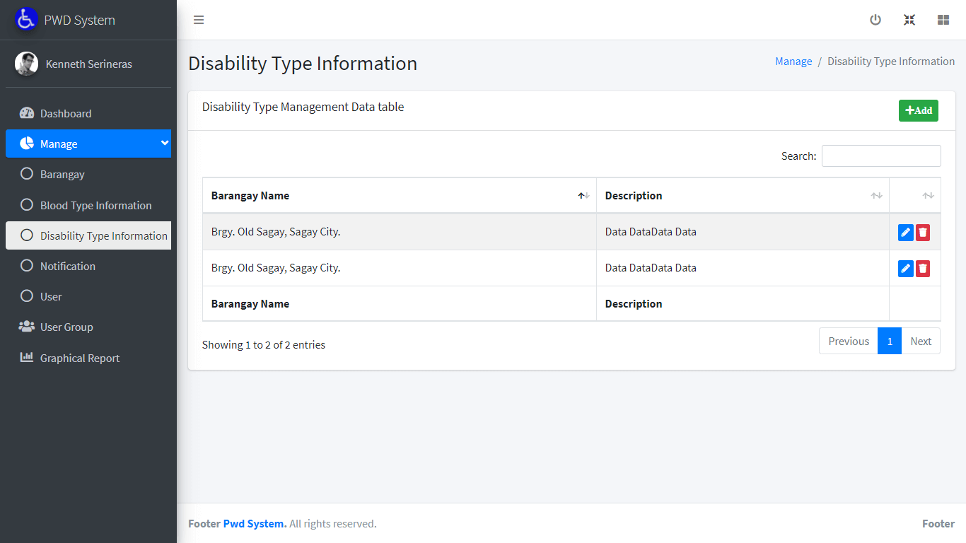 Person with Disability Information System Free Template in PHP and ...