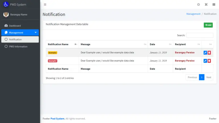 Person with Disability Information System Free Template in PHP and ...