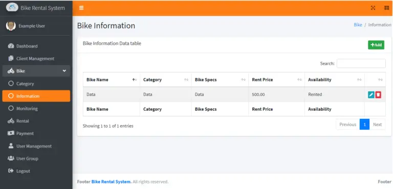 Bike Rental System Free Template in PHP and Bootstrap - iNetTutor.com