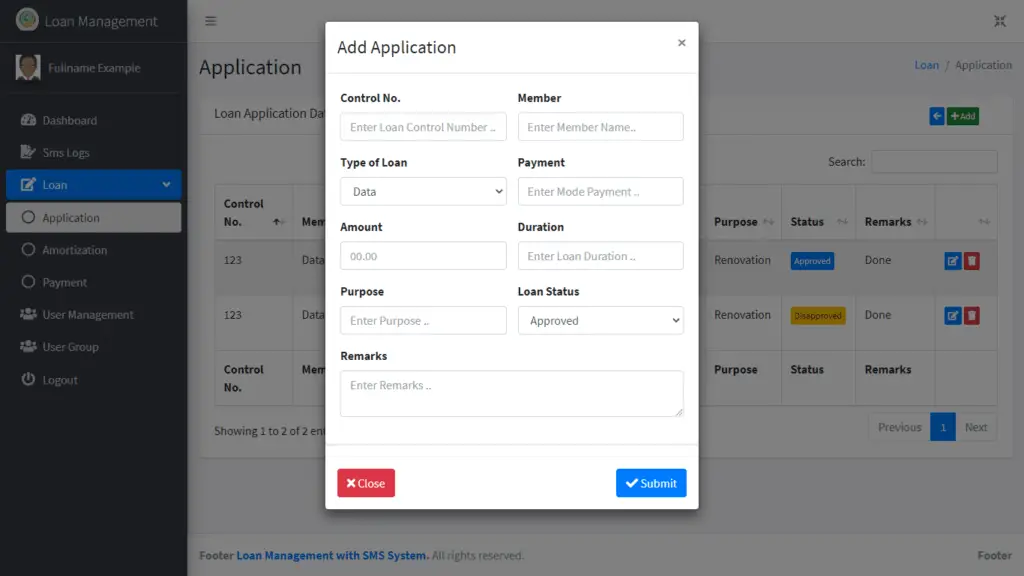 Loan Management System with SMS Free Bootstrap Template - iNetTutor.com