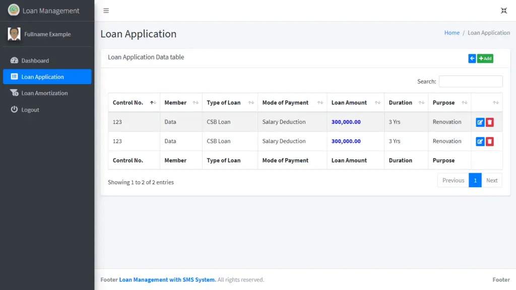 Loan Management System with SMS Free Bootstrap Template - iNetTutor.com