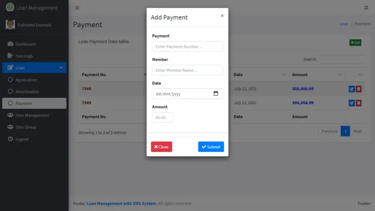 Loan Management System with SMS Free Bootstrap Template - iNetTutor.com