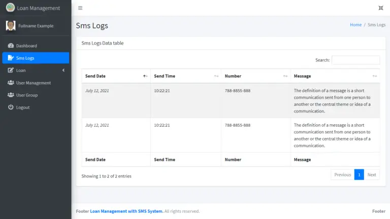 Loan Management System with SMS Free Bootstrap Template - iNetTutor.com