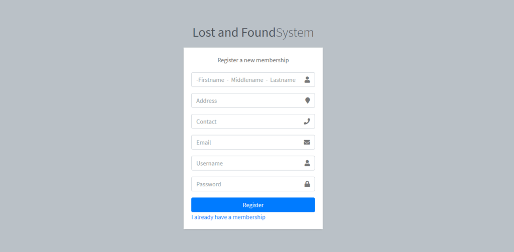Lost and Found System Free Download Bootstrap Template