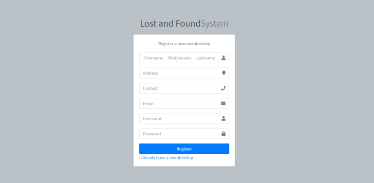 Lost and Found System Free Download Bootstrap Template