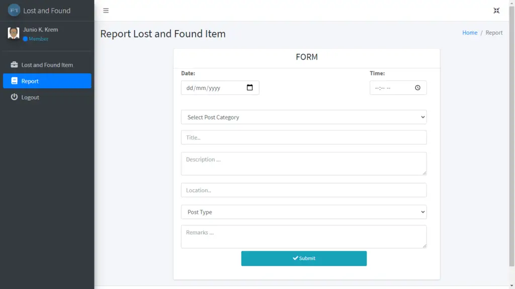 Lost and Found System Free Download Bootstrap Template