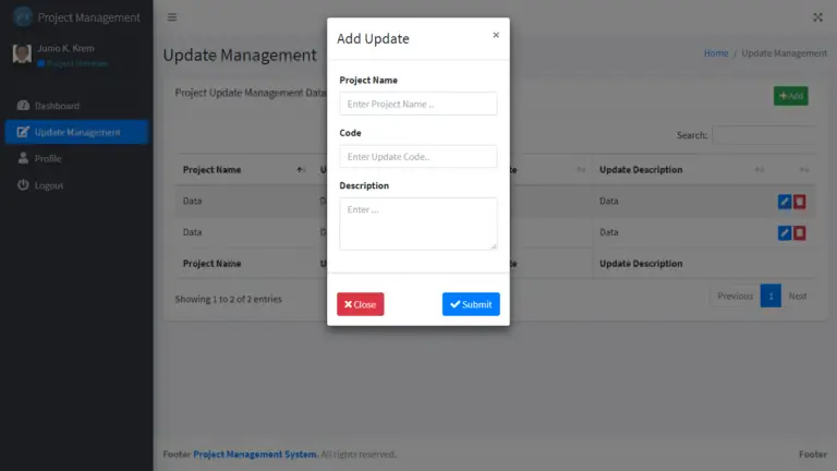 Project Management System Free Download Bootstrap Template