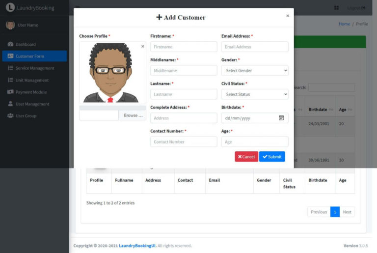 Laundry Shop Management System Free Download Bootstrap Template ...