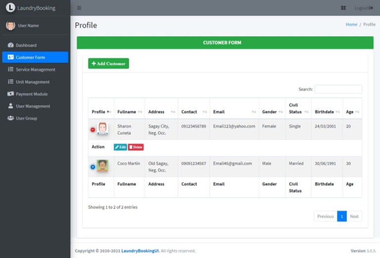 Laundry Shop Management System Free Download Bootstrap Template ...