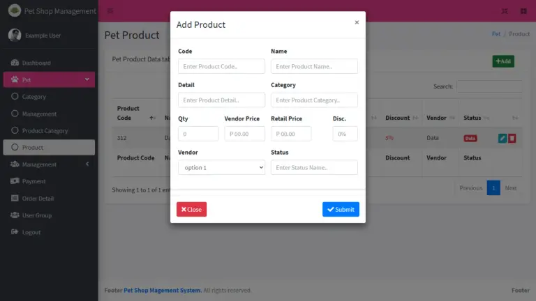 Pet shop Management System Free Download Bootstrap Template - iNetTutor.com 2025