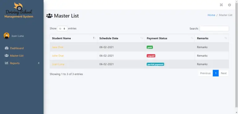 Driving School Management System Free Template - iNetTutor.com 2025