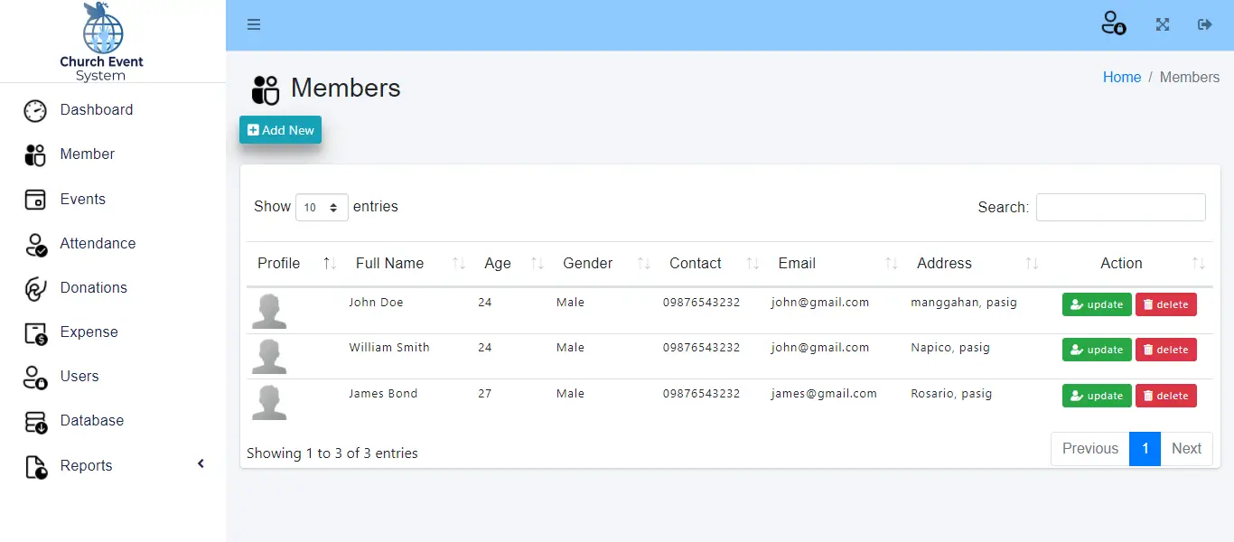 Church Management System Project Documentation | CampCodes