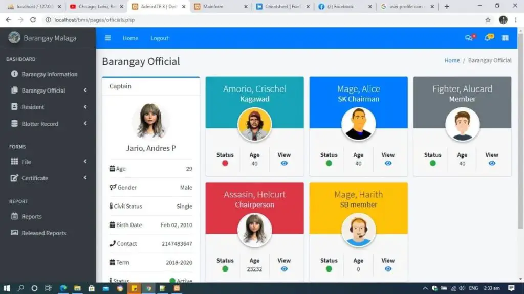 Barangay Management System using PHP MySqli - Free Sample 2025
