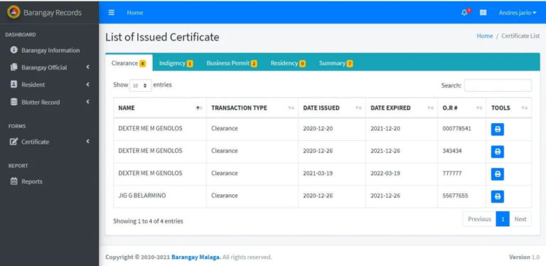 Barangay Management System using PHP MySqli - Free Sample 2025