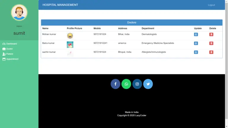 Hospital Management System in Django - Free Source code 2025