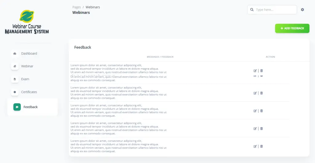 Webinar Course Management System Free Bootstrap Template - 2021