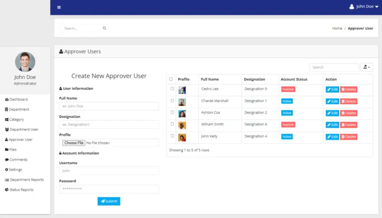 File Management with Approval Process in PHP and Bootstrap Free Source ...