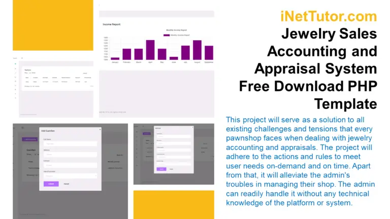 Jewelry Sales Accounting and Appraisal System Free Download PHP Template - Capstone Project 2025