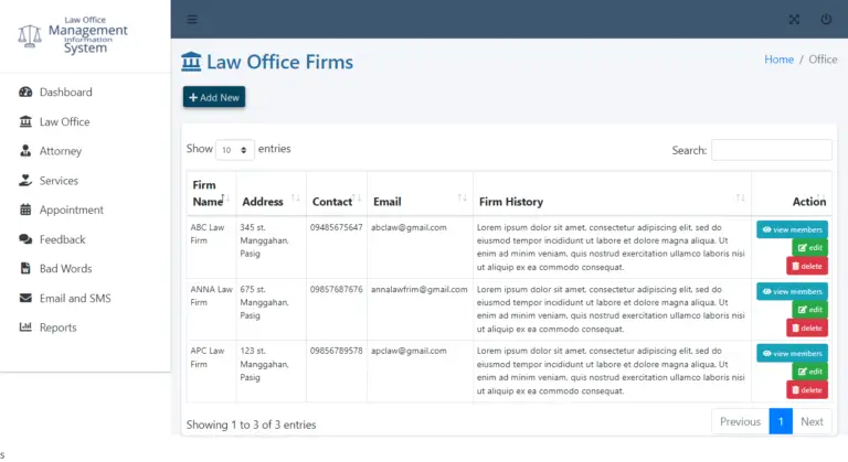 Law Office Management Information System in Bootstrap and PHP Script ...
