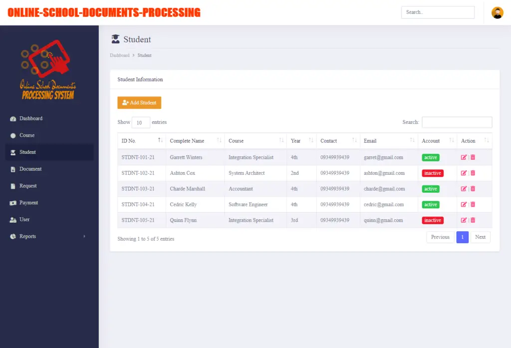 Online School Documents Processing System Free Bootstrap Template ...
