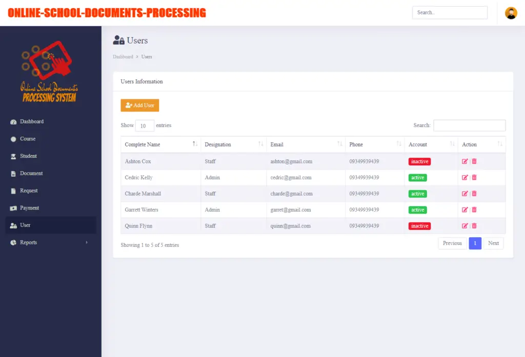 Online School Documents Processing System Free Bootstrap Template ...