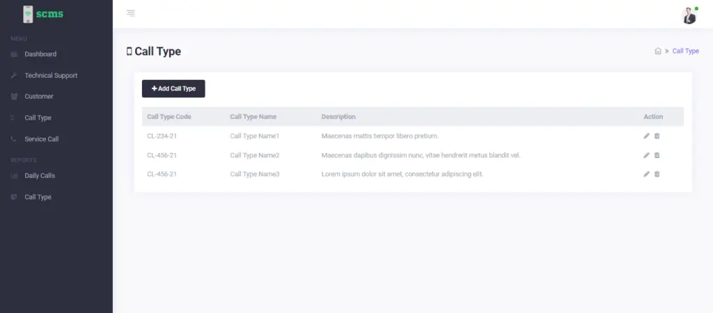 Service Call Management System Free Download Template Source code ...