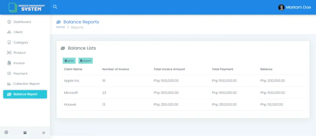 Invoice Management System Free Bootstrap Template Source code ...