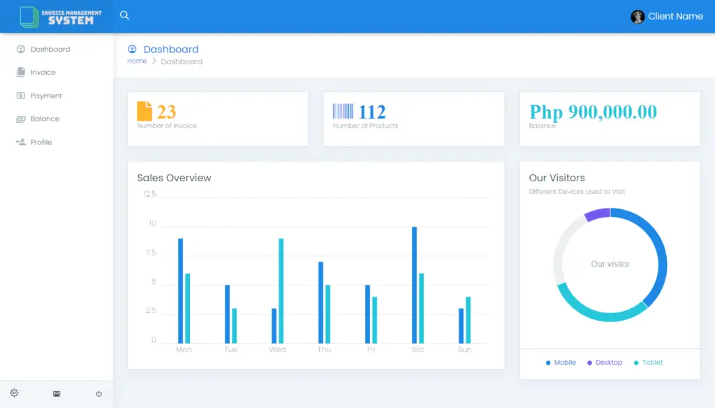 Invoice Management System Free Bootstrap Template Source code ...