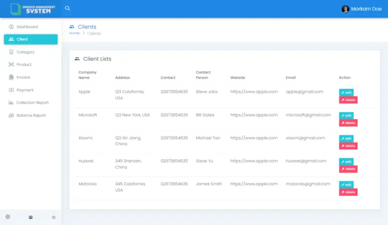 Invoice Management System Free Bootstrap Template Source code ...